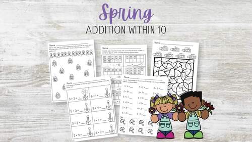 Spring Math Worksheets | Addition within 10 | April/May Morning Work ...