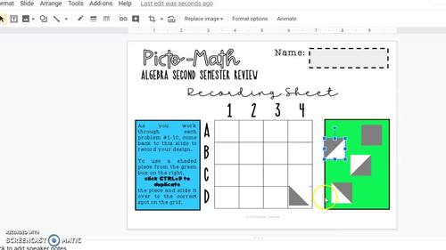 Algebra I Second Semester Review Pictomath | PAPER & DIGITAL (Distance ...