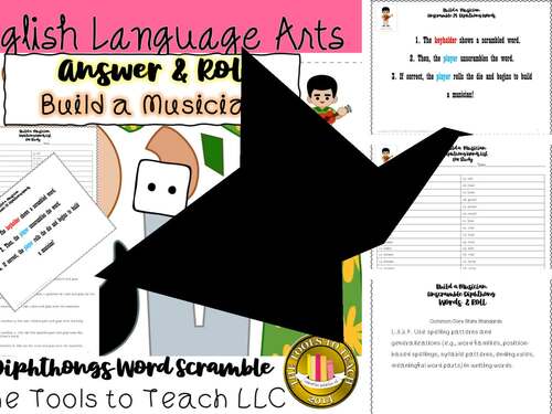 Build a Ukelele Musician 28 Diphthong Words Roll Cut and Glue Craft