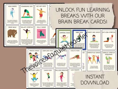 Brain Break Cards | Movement & Stretching Activities for Elementary ...