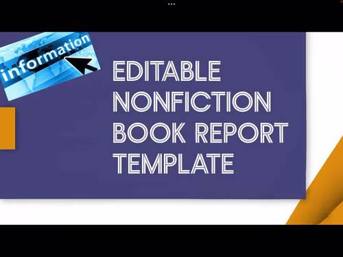 Book Report Projects-Fiction and Nonfiction Editable Templates-PowerPoint