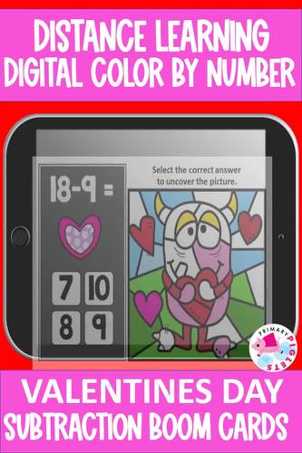 VALENTINE'S DAY MATH BOOM CARDS - SUBTRACTION FACTS by Primary Piglets