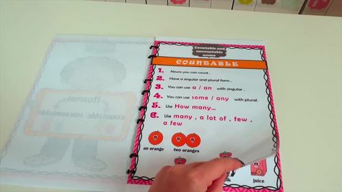 Countable and Uncountable Nouns - Interactive Book | TPT