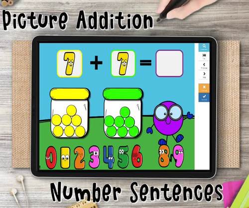 Picture Addition Number Sentences to 20 Boom Cards - Number Sense Practice