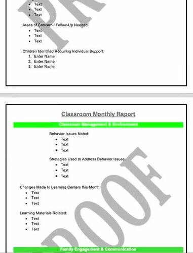 Classroom Monthly Reporting Tool (Word Template) by Admin 4 You | TPT