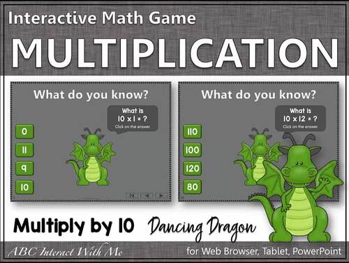 Interactive Math Game Multiplication by 10 {Dancing Dragon} | TPT