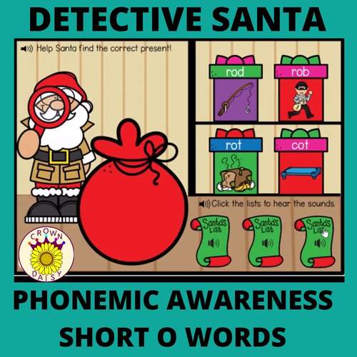 Christmas Detective Santa Blending Short O CVC Words Boom Cards™ by ...