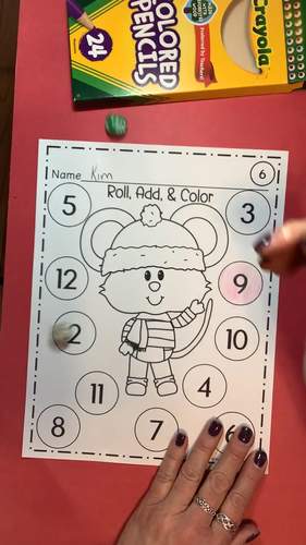 Winter Addition Worksheets Grades K-2 No Prep Math Center Roll Add ...
