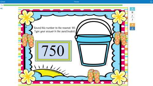 Summer Math Rounding 3-Digit Numbers to 100 Boom Cards by The British Kitty