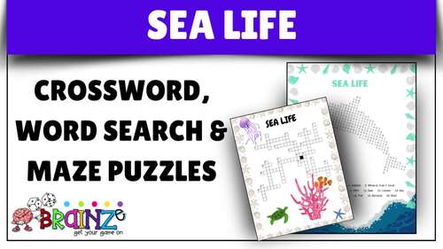 Ocean Life Crossword Puzzle,Word Search & Maze Puzzle Bundle | Literacy ...