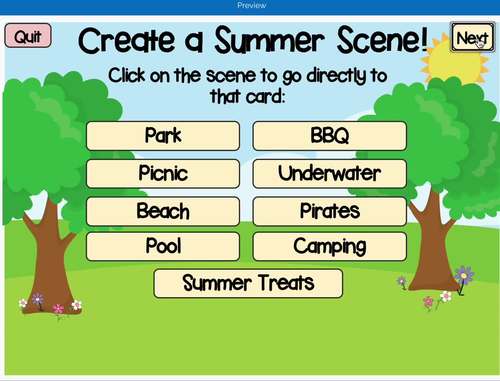 Create a Summer Scene Boom Cards™ Summer Language Speech Therapy Activity