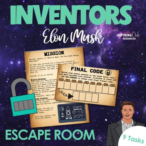 Famous Inventors Activity Elon Musk Escape Room Challenge | TPT