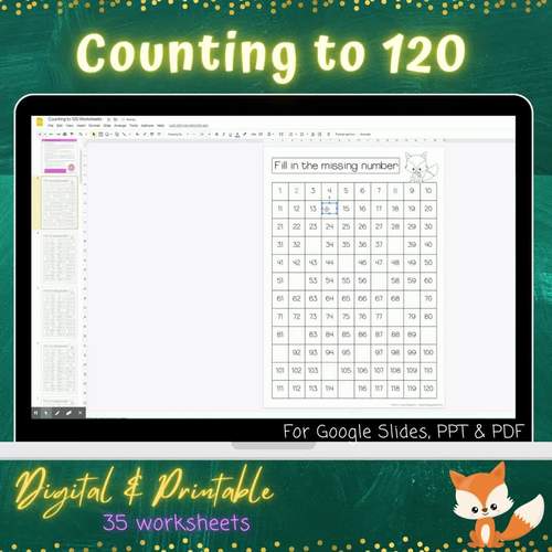 Counting to 120 Worksheets Digital Printable Google Slides PowerPoint PDF
