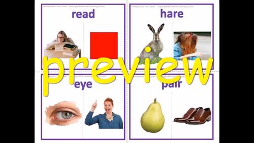 Homophones– Clip task cards – Select the Image - with real images.