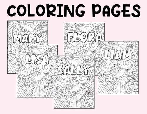 Printable Personalized Floral Name Coloring Pages, Floral Coloring ...