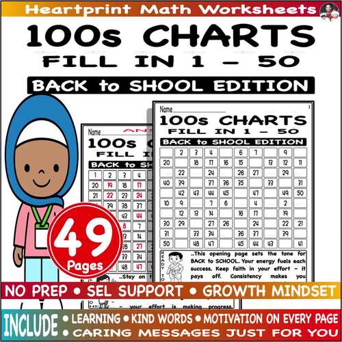 100s Chart Missing Numbers write to 1 - 50 Fill in Missing Numbers ...