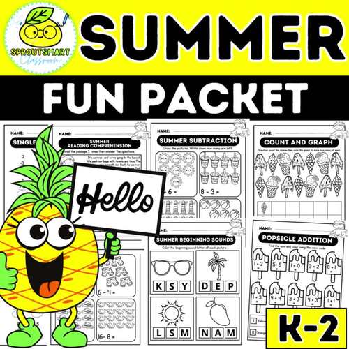 Summer Break Fun Busy Work Packet for 1st Grade Morning Worksheets