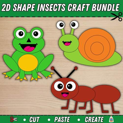 2D Shape Insects Craft Bundle | Spring, insect, or animal themes | Geometry