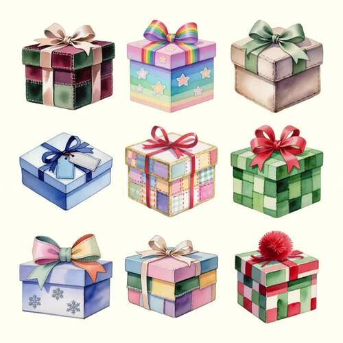 Wrapped Christmas Gift Box PNG • 16 Holiday Clipart Files | TPT