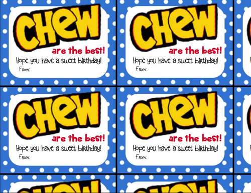 Chewy Granola Bars Birthday Gift Tag-Chew are the best! Hope you have a ...