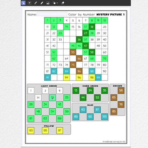 Morning Math 100s Chart Summer Color by Number Mystery Picture Activities
