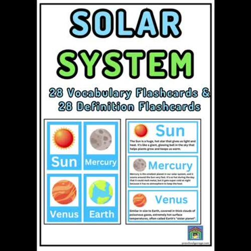 SOLAR SYSTEM 28 Vocabulary Flashcards & 28 Definition Flashcards