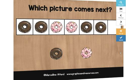 BOOM CARDS DISTANCE LEARNING MATH DONUT PATTERNING KINDERGARTEN ACTIVITY