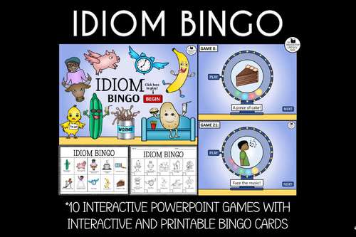 Idiom PowerPoint Games - Interactive bingo games with examples of ...