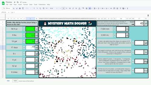 Winter - Measurement - 6th Grade - Digital Math Activity - Pixel Art
