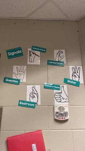 Classroom Management Hand Signals with Pictures for bulletin boards