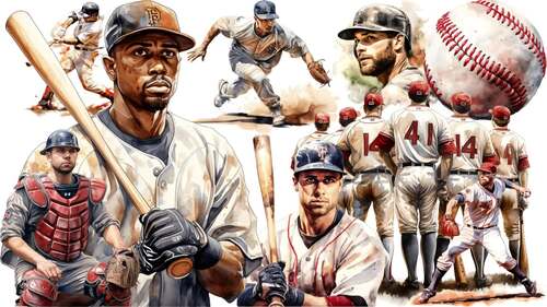 Watercolor Baseball Clipart Set of 20 Files by ArtisticTimberStudio