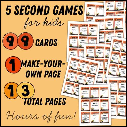 Halloween Edition | 5 Second Game for Kids – 99 Spooky Game Cards | Fun ...