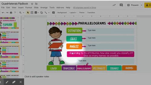 Quadrilaterals Flip Book Google Classroom DISTANCE LEARNING by Loving Math