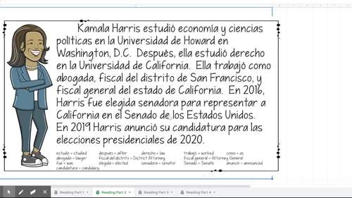 Kamala Harris Spanish Reading Comprehension Mystery Puzzle for Google ...