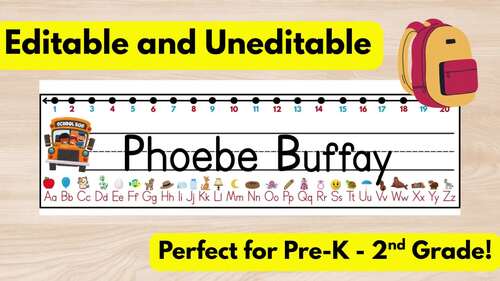 Editable Back-to-School Desk Nameplates | Alphabet Strip & Number Line ...