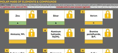 Molar Mass Digital Google Sheetsᵀᴹ and Print Activity by Abaco ...