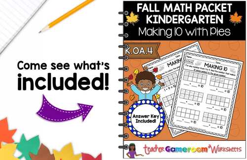Making 10 Fall Math Worksheets K.OA.4 | Place Value Activities | Making Ten