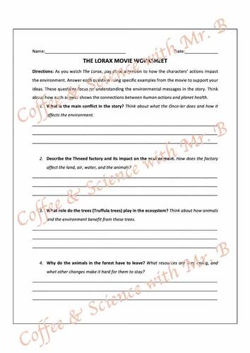 The Lorax Movie Environmental Science Worksheet - Engaging & Ready-to ...