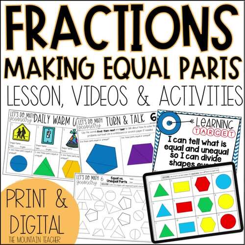 Equal Parts Basic Fractions Worksheets | Geometry Lesson Plans and ...