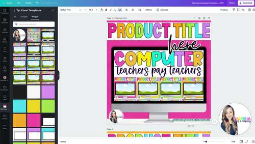 Computer Tpt Product Cover Template | Editable, Rainbow Edition | TpT