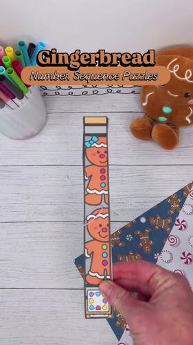 December Low Prep Math Center Gingerbread Number Sequence Puzzles ...
