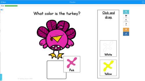 Turkey Color Matching | Thanksgiving Math Boom Cards by Teaching Autism