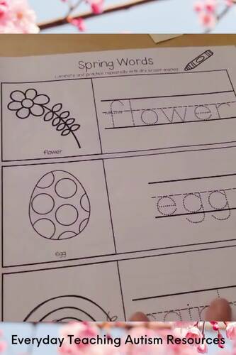 Simple Writing Worksheets Spring Theme for Special Education | TPT
