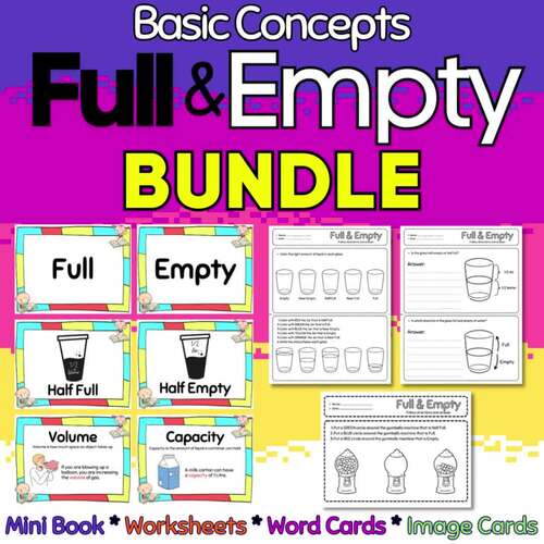 Basic Concepts Activities Full & Empty Bundle No Prep Worksheets ...
