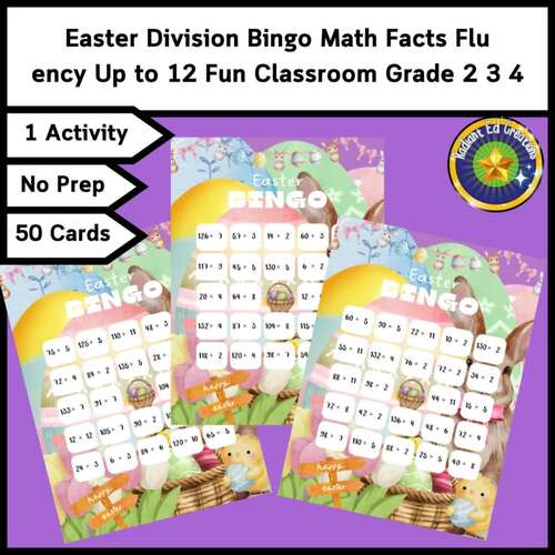 Easter Division Bingo Math Facts Game Logic Puzzles Mental Review ...