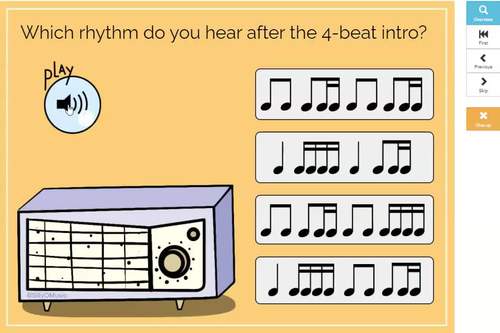 Music Rhythm Activity - Radio Rhythms - Ta Tiri - Ta Dimi - BOOM CARDS Game