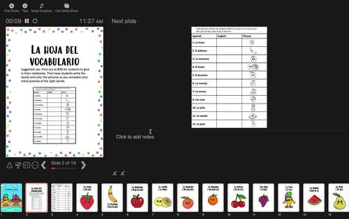 Las Frutas | Fruits in Spanish PowerPoint, Word Wall, and Handout