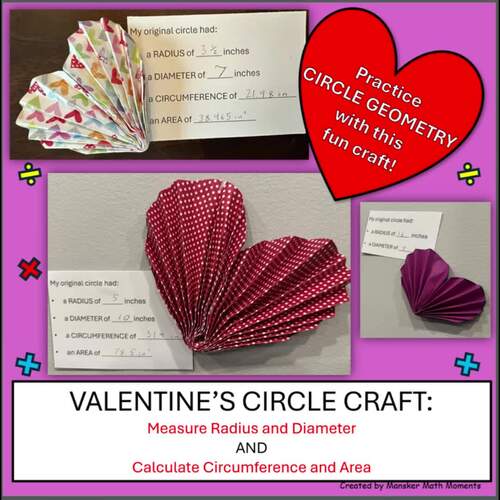 Valentine's Day Circle Geometry Craft by Mansker Math Moments | TPT