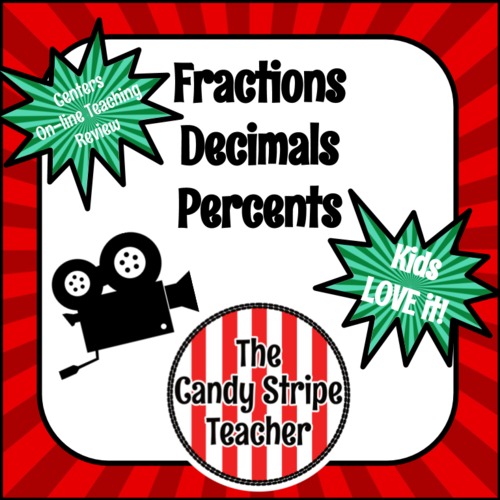 Percents Fractions Decimals by The Candy Stripe Teacher | TpT