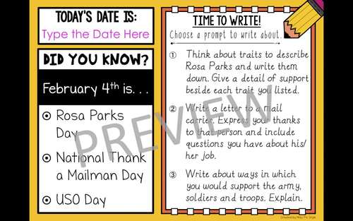 February Writing Prompts and Journal - Distance Learning by Miss P's Style